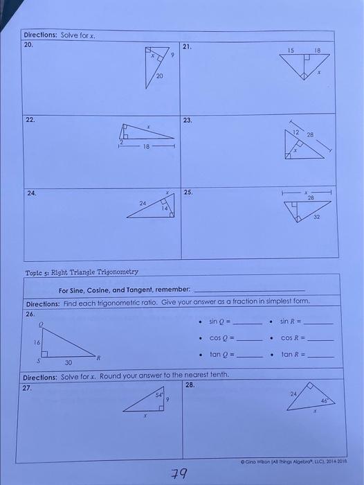 Solved Topic 3: Special Right Triangles Directions: Label | Chegg.com