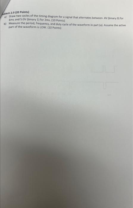 Solved foblem 2.0 (20 Points) a) Draw two cycles of the | Chegg.com