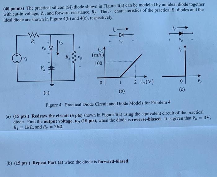 Solved (40 points) The practical silicon (Si) diode shown in | Chegg.com