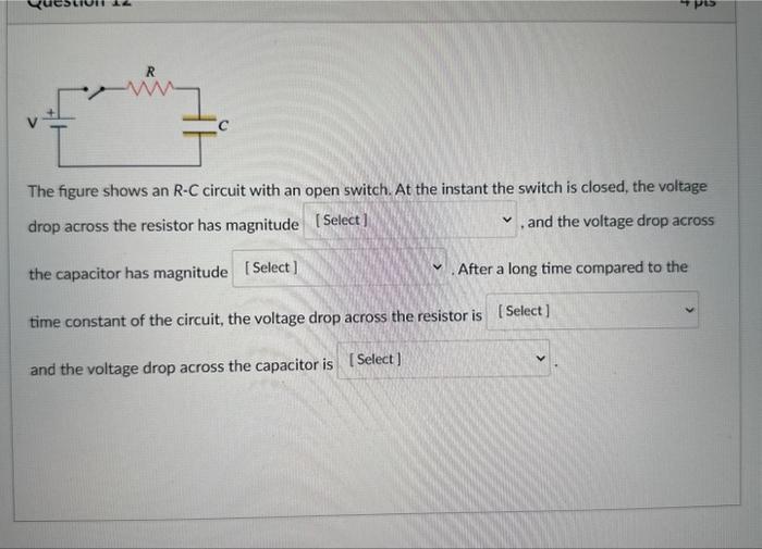 Solved The figure shows an R-C circuit with an open switch. | Chegg.com