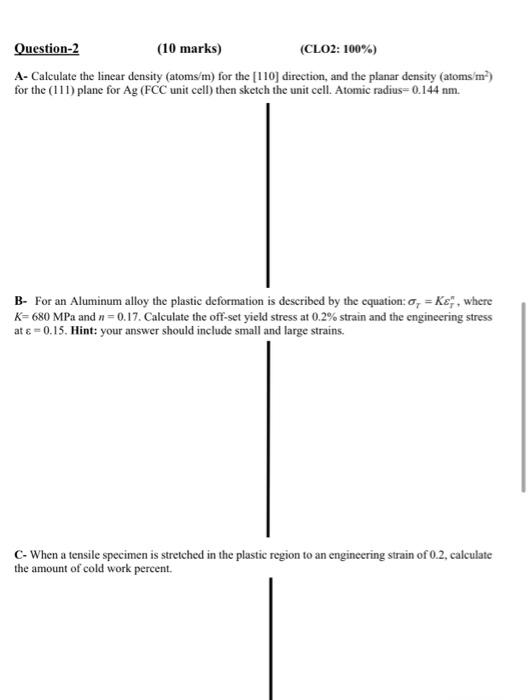 Solved Question-2 (10 marks) (CLO2: 100%) A- Calculate the | Chegg.com