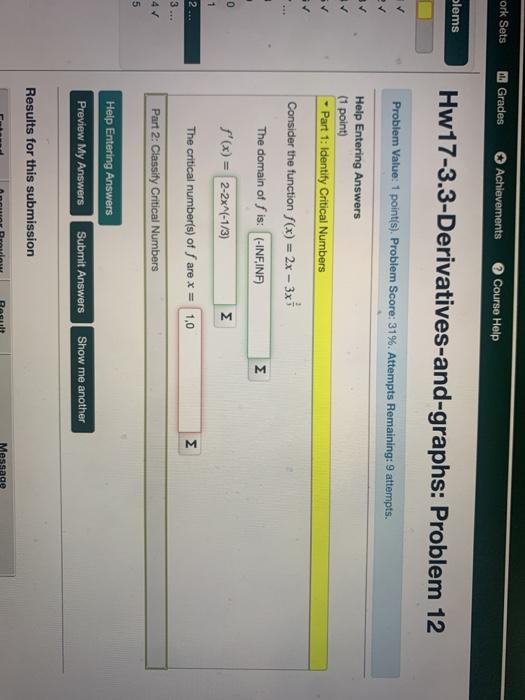 Solved ork Sets Grades Achievements Course Help blems | Chegg.com