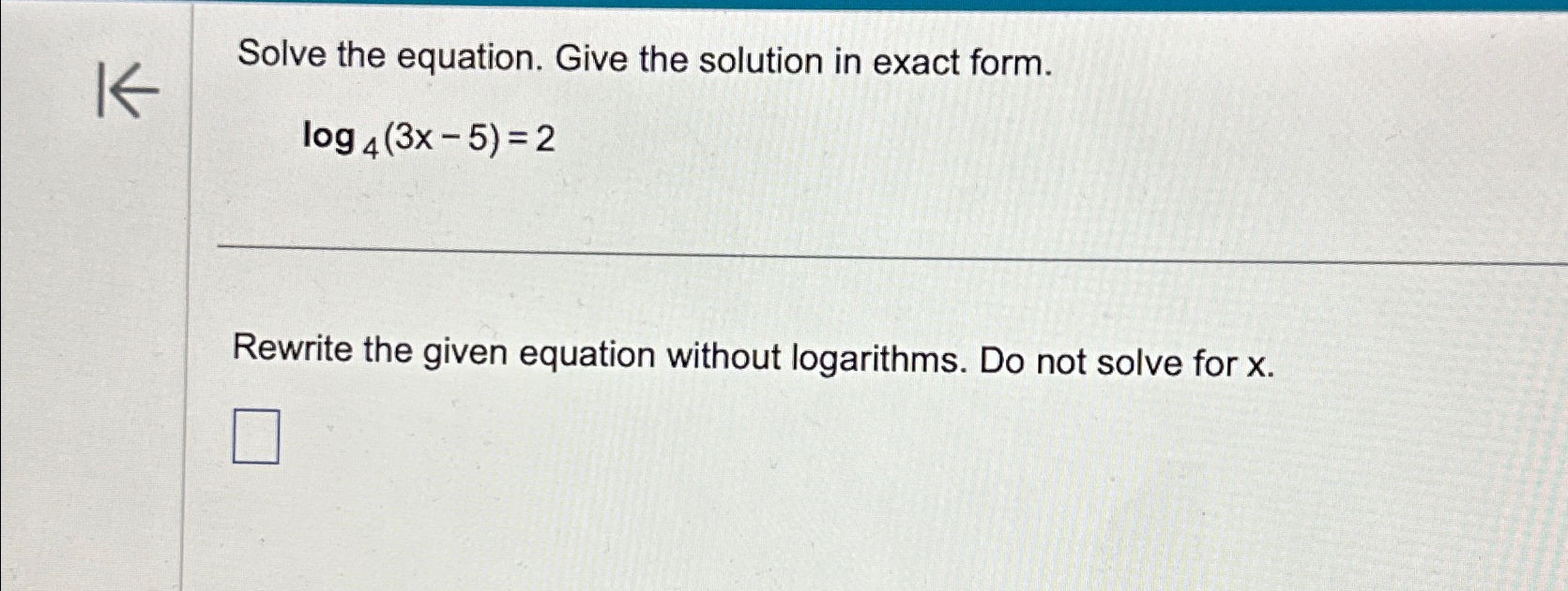 Solved Solve the equation. Give the solution in exact | Chegg.com