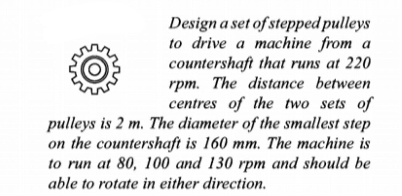 Solved Design a set of stepped pulleys to drive a machine | Chegg.com