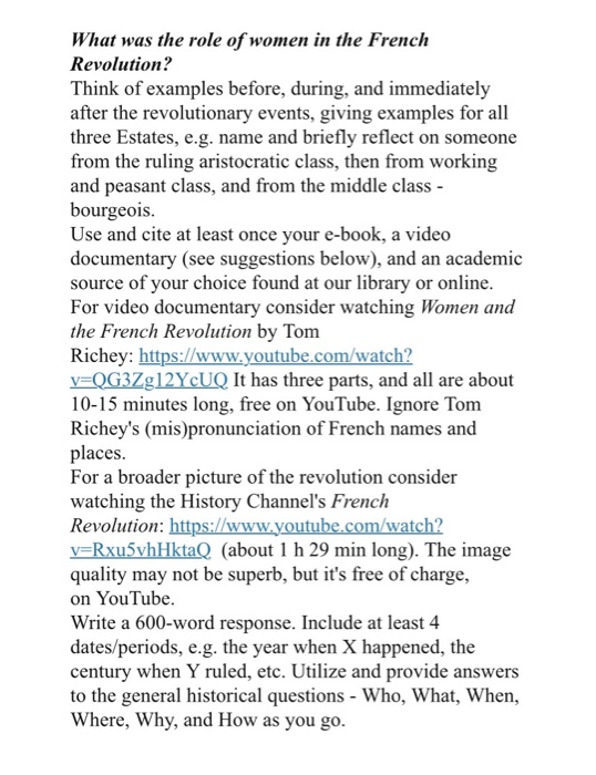 What was the role of women in the French Revolution? | Chegg.com