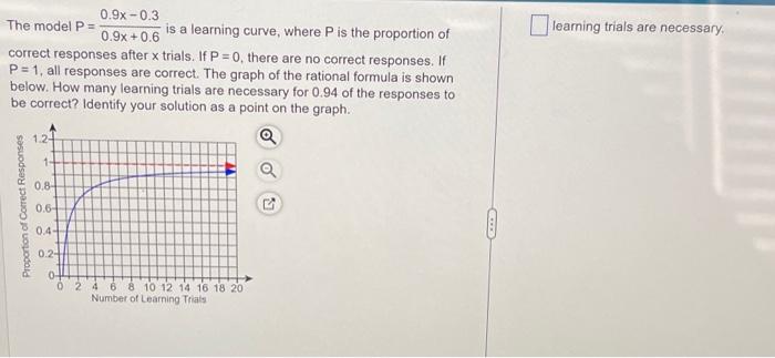 Solved The model P=0.9x+0.60.9x−0.3 is a learning curve, | Chegg.com
