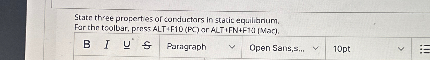 Solved State three properties of conductors in static | Chegg.com