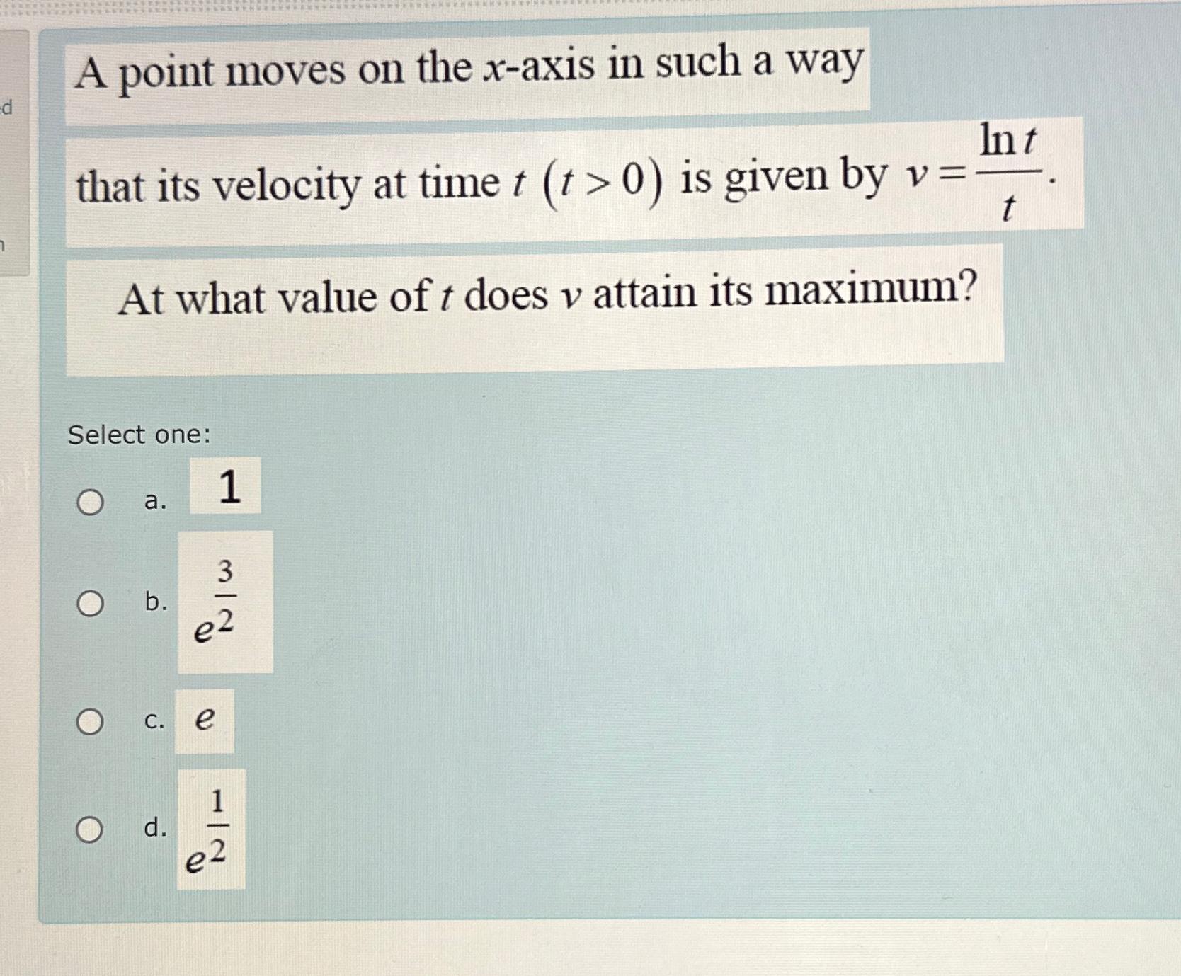 Solved A point moves on the x-axis in such a way that its | Chegg.com