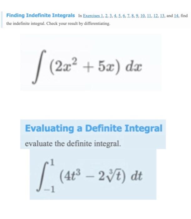 Solved Finding Indefinite Integrals In Exercises 1. 2. 3. 4. | Chegg.com