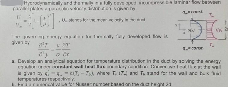 Solved 9w=const. 9 Hydrodynamically and thermally in a fully | Chegg.com