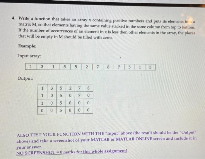 Solved 4 Write A Function That Takes An Array X Containing