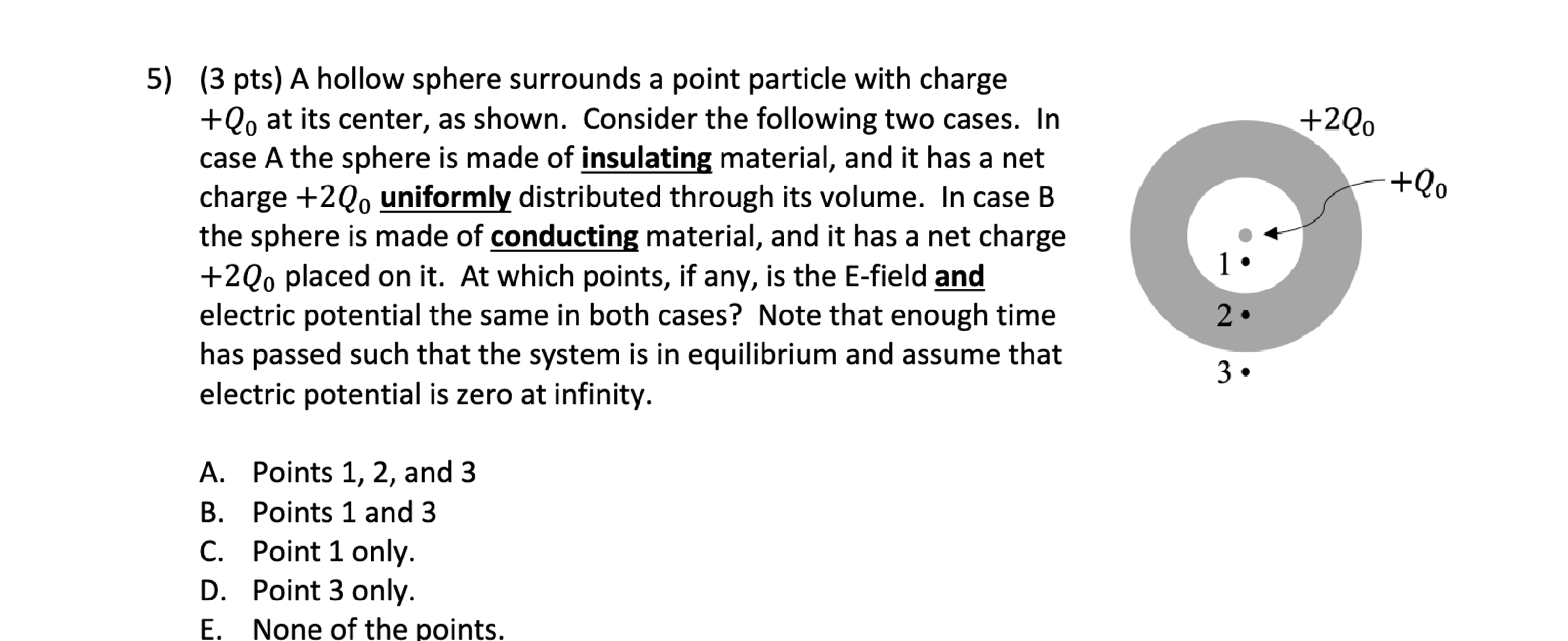 Solved A hollow sphere surrounds a point particle with | Chegg.com