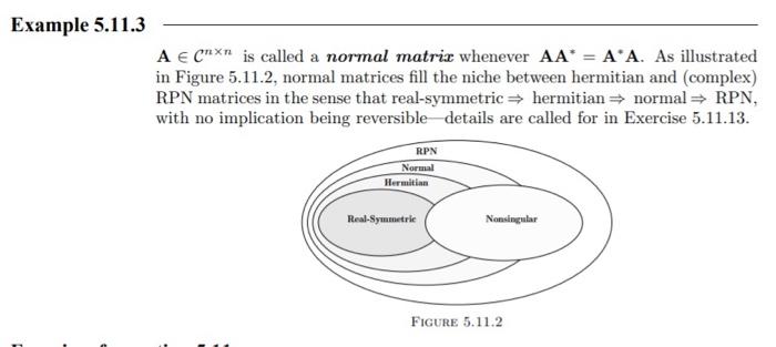 Solved Example 5.11.3 A € ChXn is called a normal matrix | Chegg.com