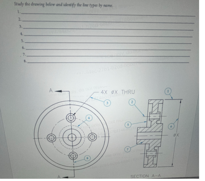 Solved Study the drawing below and identify the line types | Chegg.com