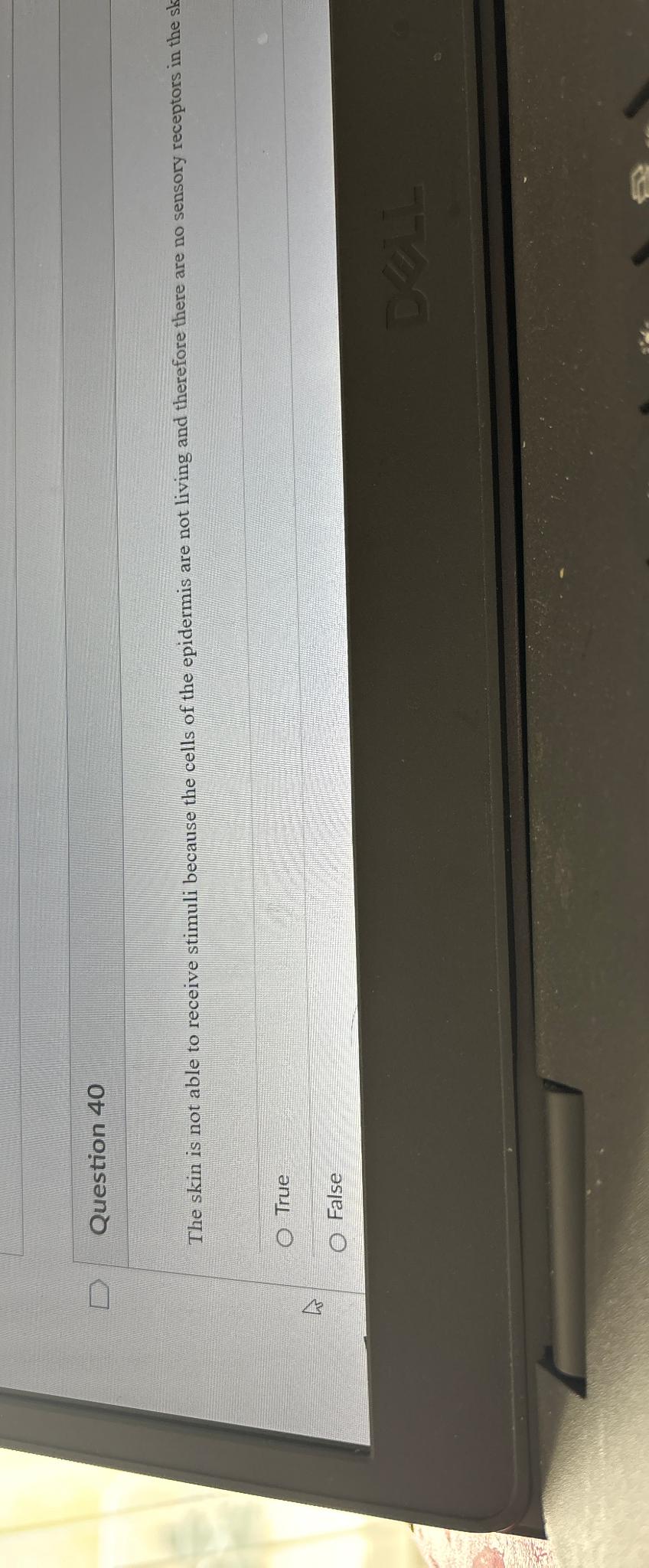 Solved Question 40The skin is not able to receive stimuli | Chegg.com