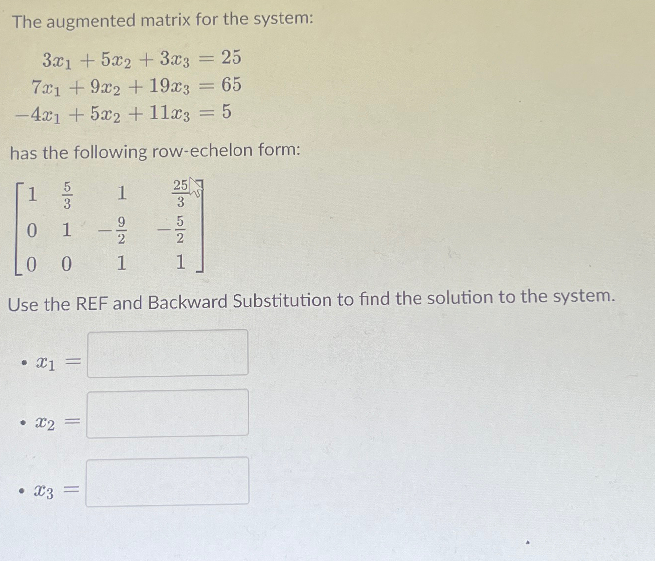 Solved The augmented matrix for the | Chegg.com