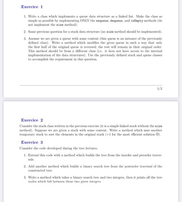 Solved 1. Write a class which implements a queue data | Chegg.com