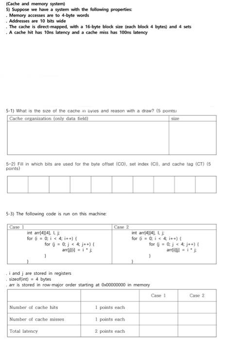 Solved (Cache and memory system) 5) Suppose we have a system | Chegg.com