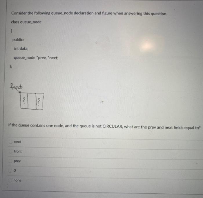 Solved Consider the following queue_node declaration and | Chegg.com