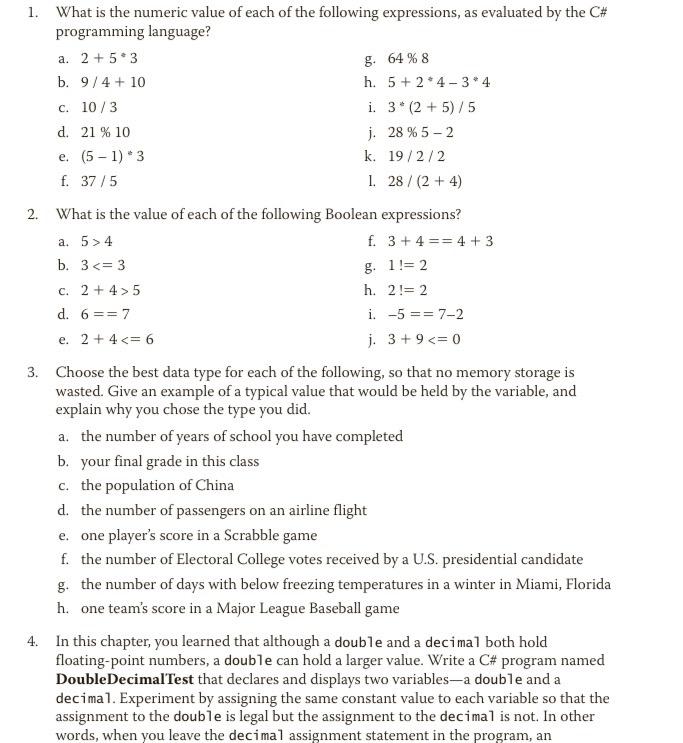 Solved What is the numeric value of each of the following | Chegg.com