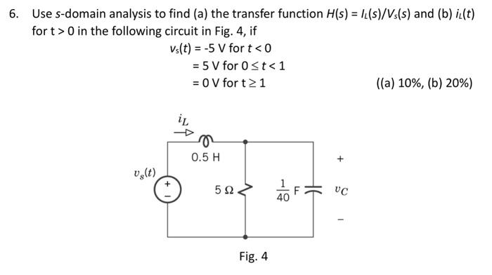 Solved 6. Use s-domain analysis to find (a) the transfer | Chegg.com