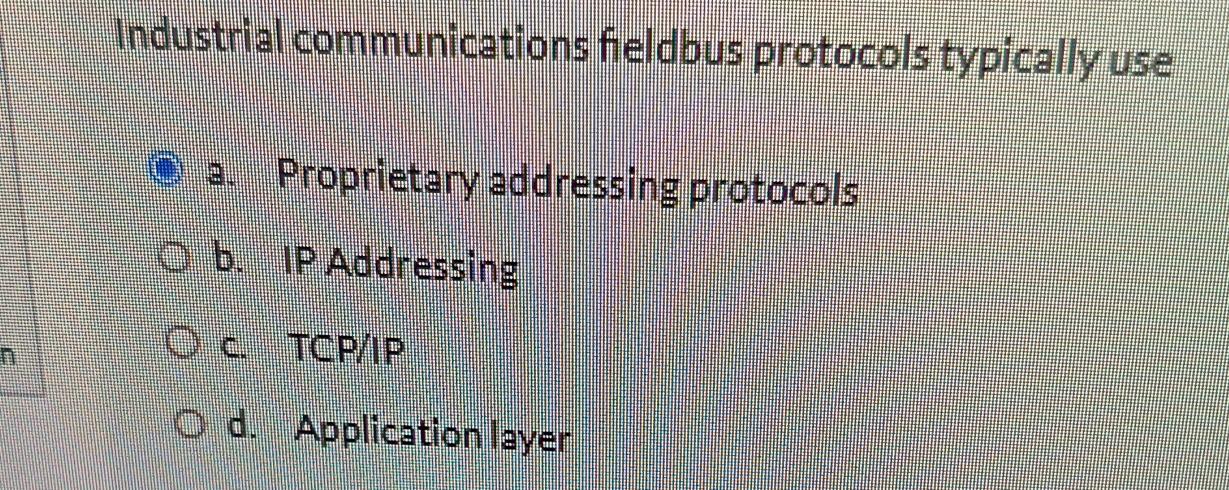 Solved Industrial communications fieldbus protocols | Chegg.com