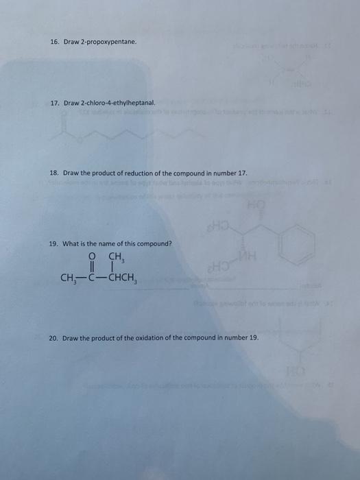 Solved 16. Draw 2-propoxypentane. 17. Draw | Chegg.com