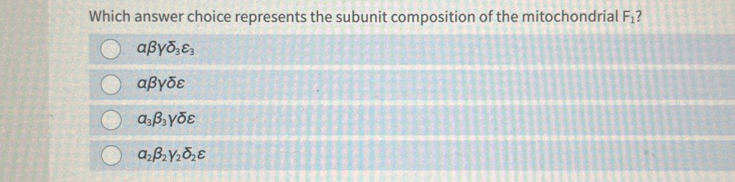 Solved Which answer choice represents the subunit | Chegg.com