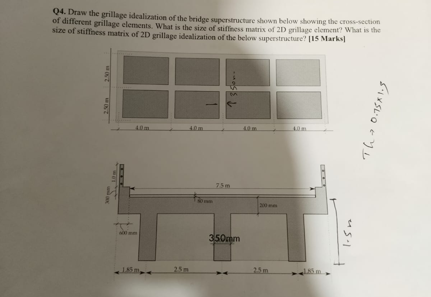 Solved Q4. ﻿Draw the grillage idealization of the bridge | Chegg.com