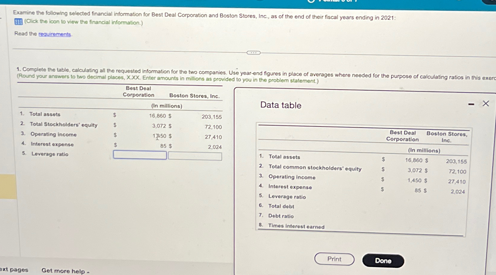 Solved Examine the following selected financial information | Chegg.com