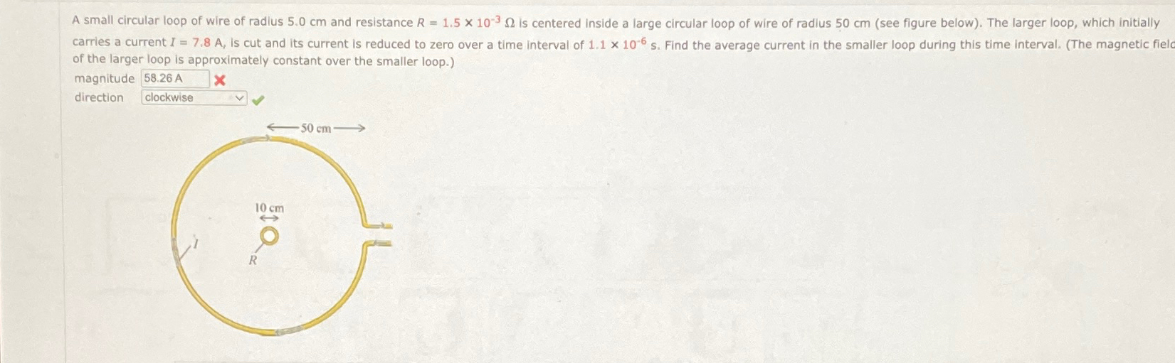 Solved A small circular loop of wire of radius 5.0cm ﻿and | Chegg.com