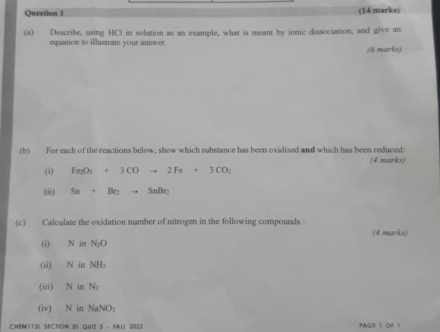 Solved (a) Describe, using HCl in solution as an example, | Chegg.com