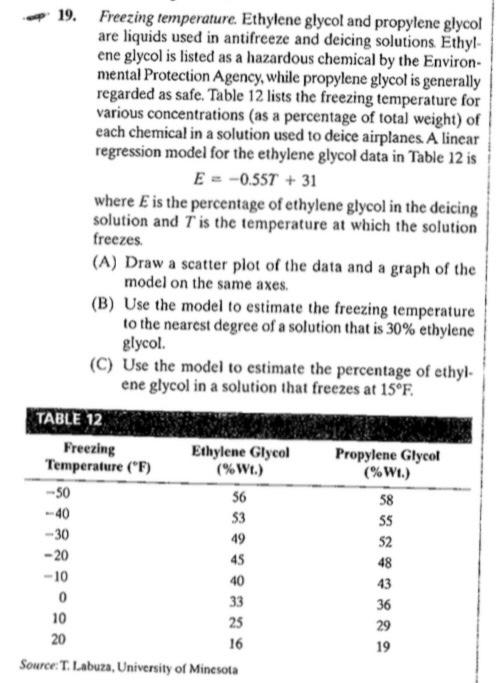 Solved 19. Freezing temperature. Ethylene glycol and | Chegg.com