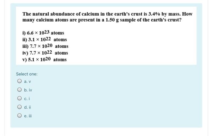 Solved The natural abundance of calcium in the earth's crust | Chegg.com