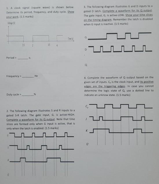 Solved 1 A Clock Signal Square Wave Is Shown Below