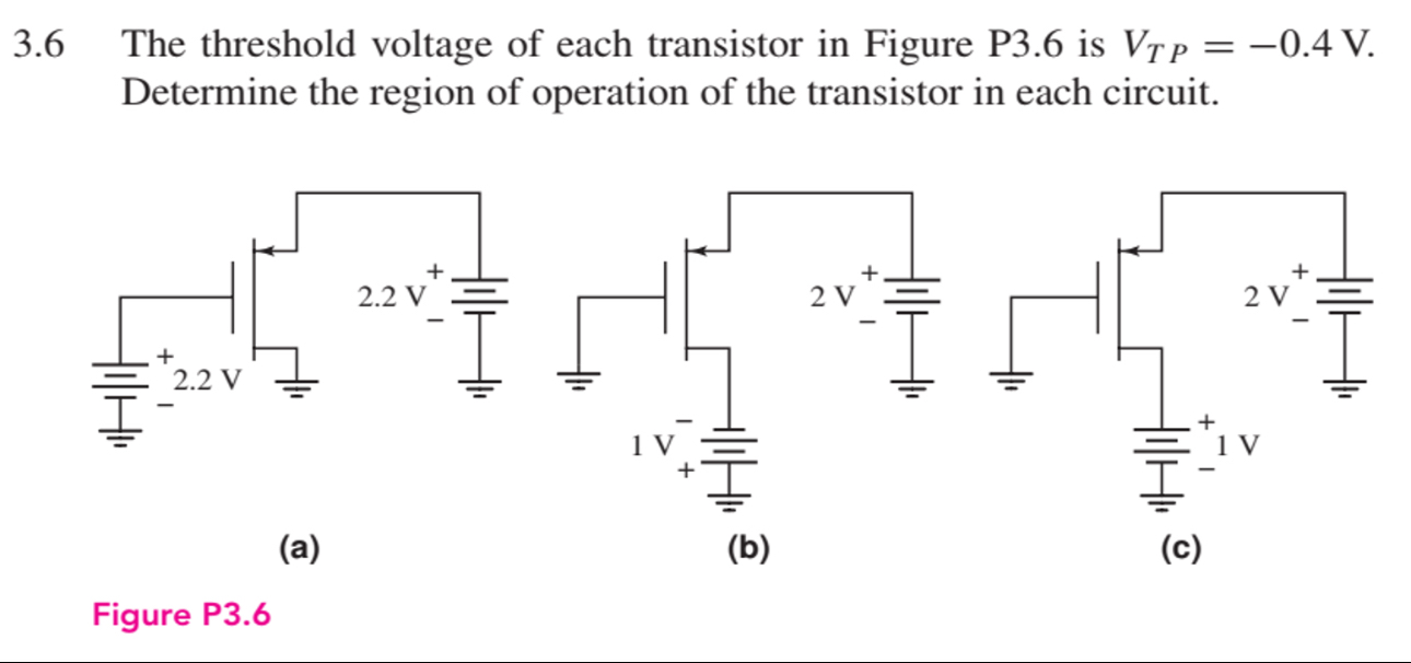 Solved 3.6 ﻿The threshold voltage of each transistor in | Chegg.com