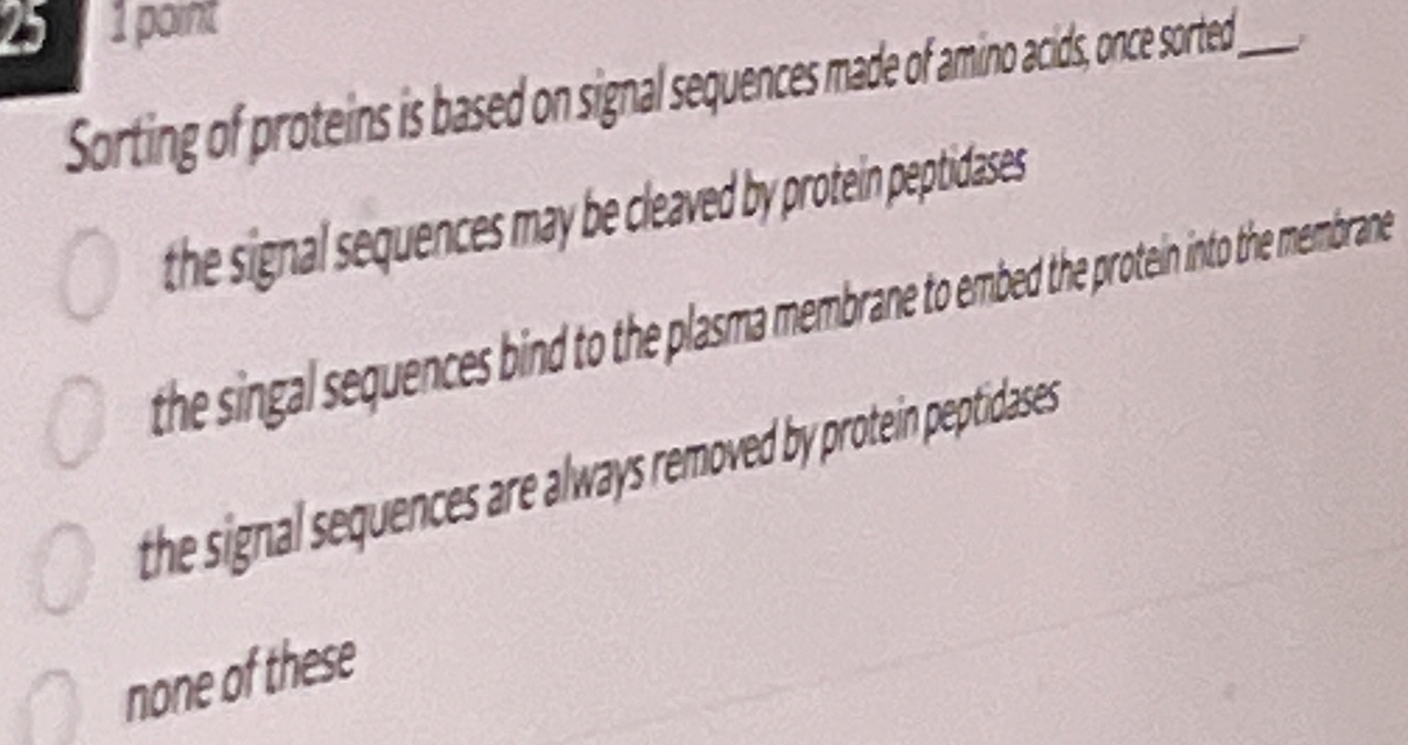 Solved Sorting of proteins is based on signal sequences made | Chegg.com