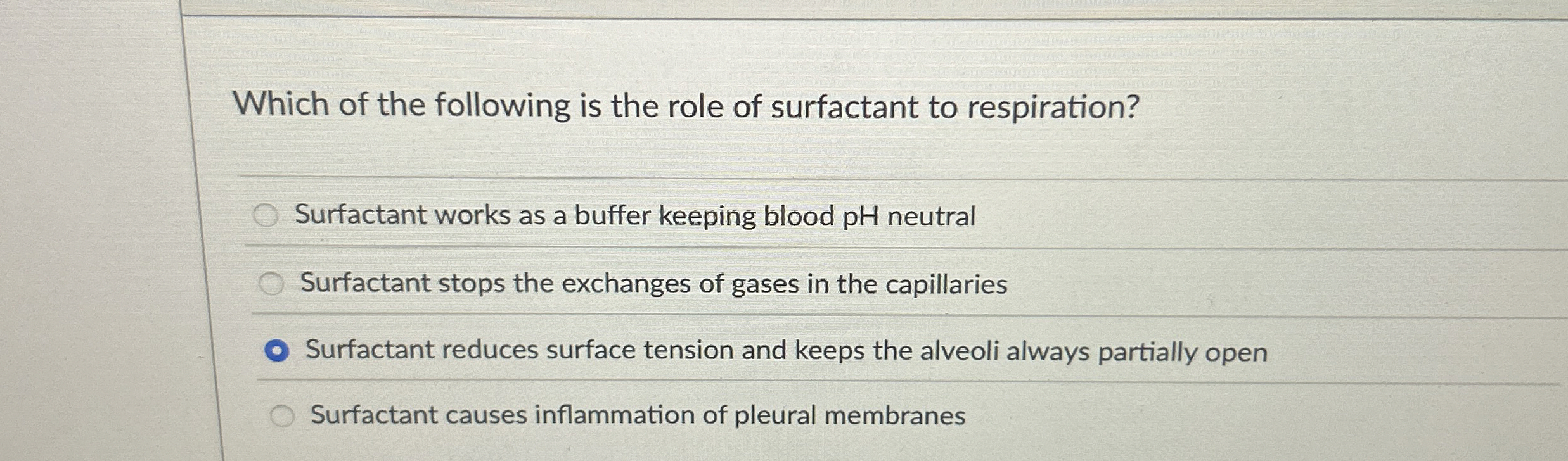 Solved Which of the following is the role of surfactant to | Chegg.com