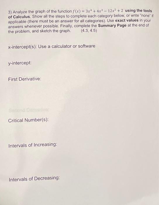 Solved 3) Analyze the graph of the function | Chegg.com
