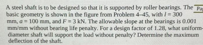 Solved A steel shaft is to be designed so that it is | Chegg.com