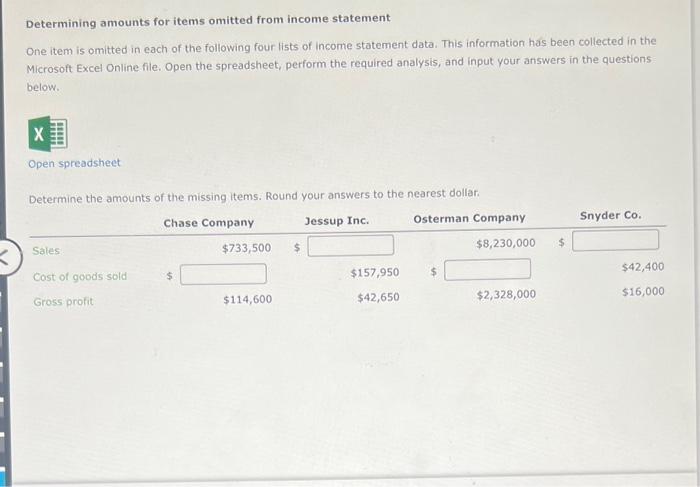 Solved Determining amounts for items omitted from income | Chegg.com