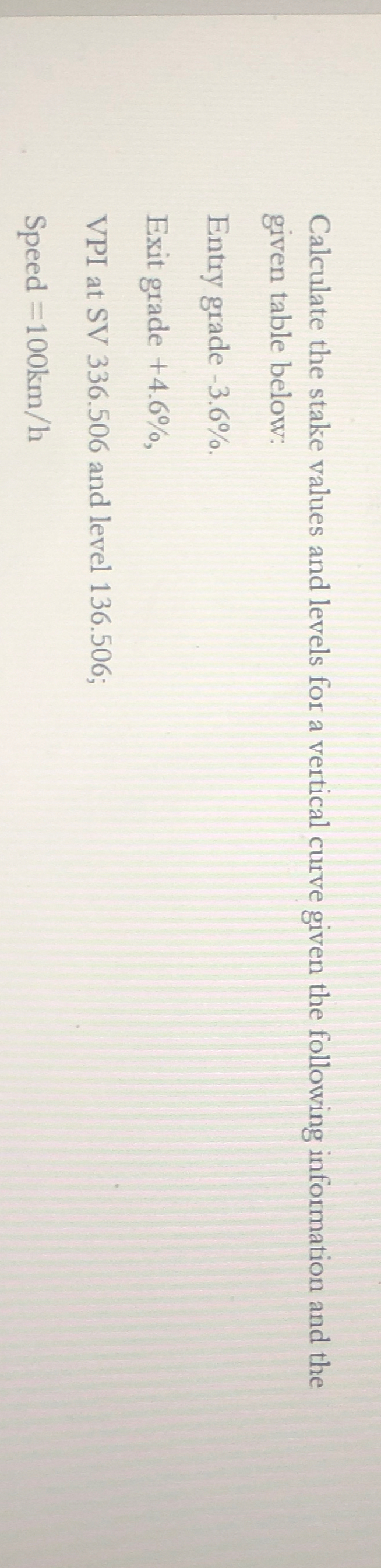 Solved Calculate the stake values and levels for a vertical | Chegg.com