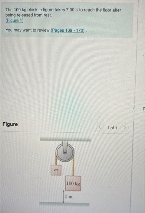 Solved The 100 kg block in figure takes 7.00 s to reach the | Chegg.com