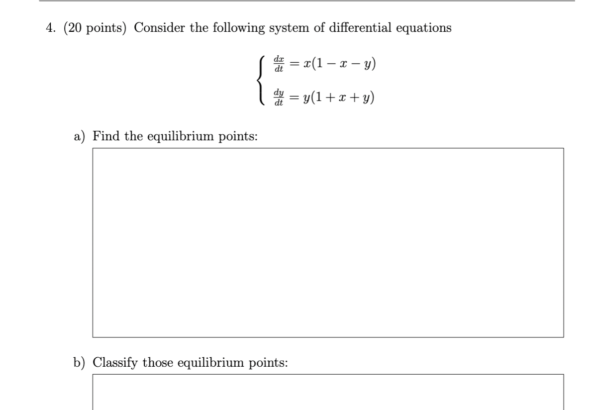 Solved (20 points) Consider the following system of | Chegg.com Solved (20 points) Consider the following system of | Chegg.com