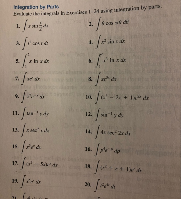 Solved Integration by Parts Evaluate the integrals in | Chegg.com