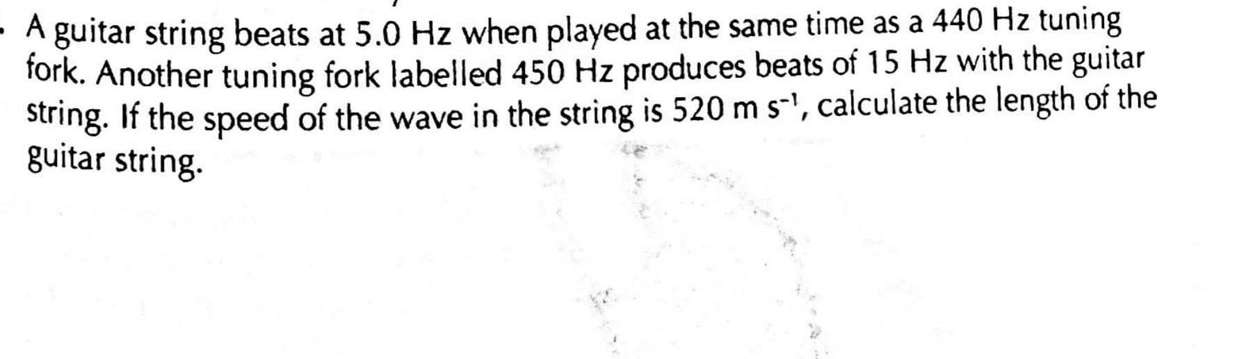 Solved A guitar string beats at 5.0 Hz when played at the | Chegg.com