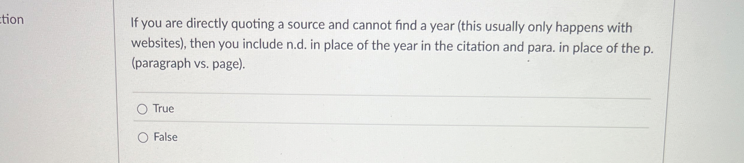 Solved If you are directly quoting a source and cannot find | Chegg.com