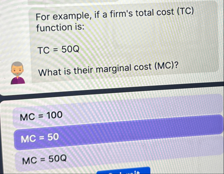 Solved For example, if a firm's total cost (TC) ﻿function | Chegg.com