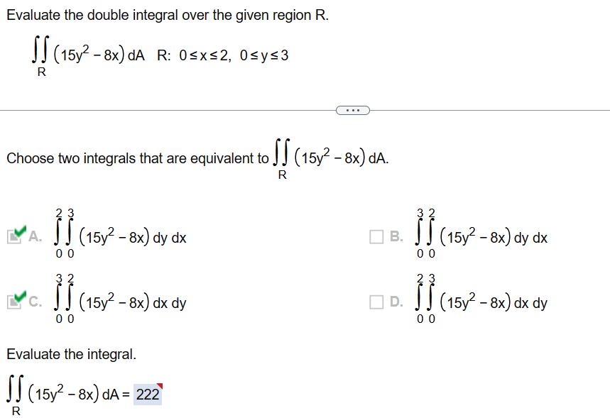 Solved Evaluate the double integral over the given region | Chegg.com