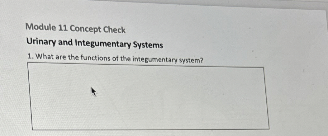 Solved Module 11 ﻿Concept CheckUrinary and Integumentary | Chegg.com